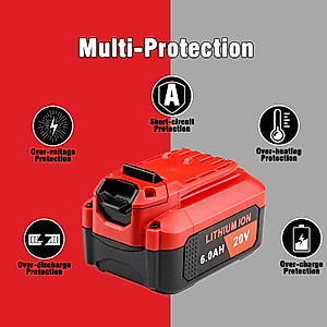 Powerost V20 20V Lithium Battery: Replacement for Craftsman 20V Battery CMCB204 CMCB202 CMCB201 Cordless Drill Tools - 6Ah 20 Volt Max Battery Pack