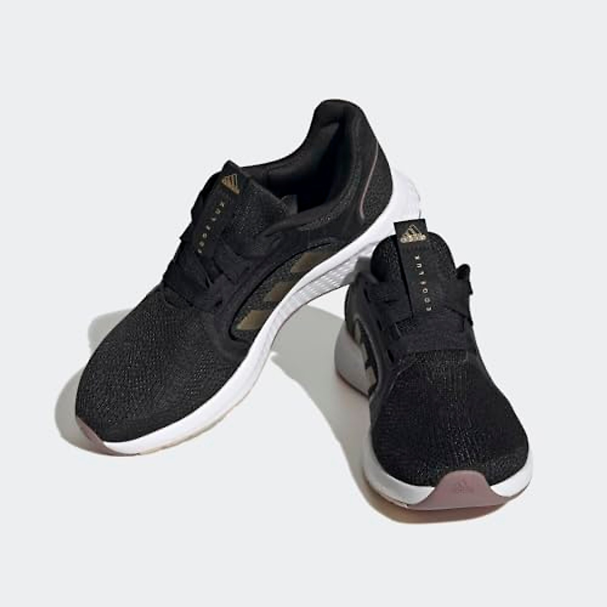 adidas Women's Edge Lux 5 Sneaker, Black/Gold Metallic/Wonder Oxide, 9