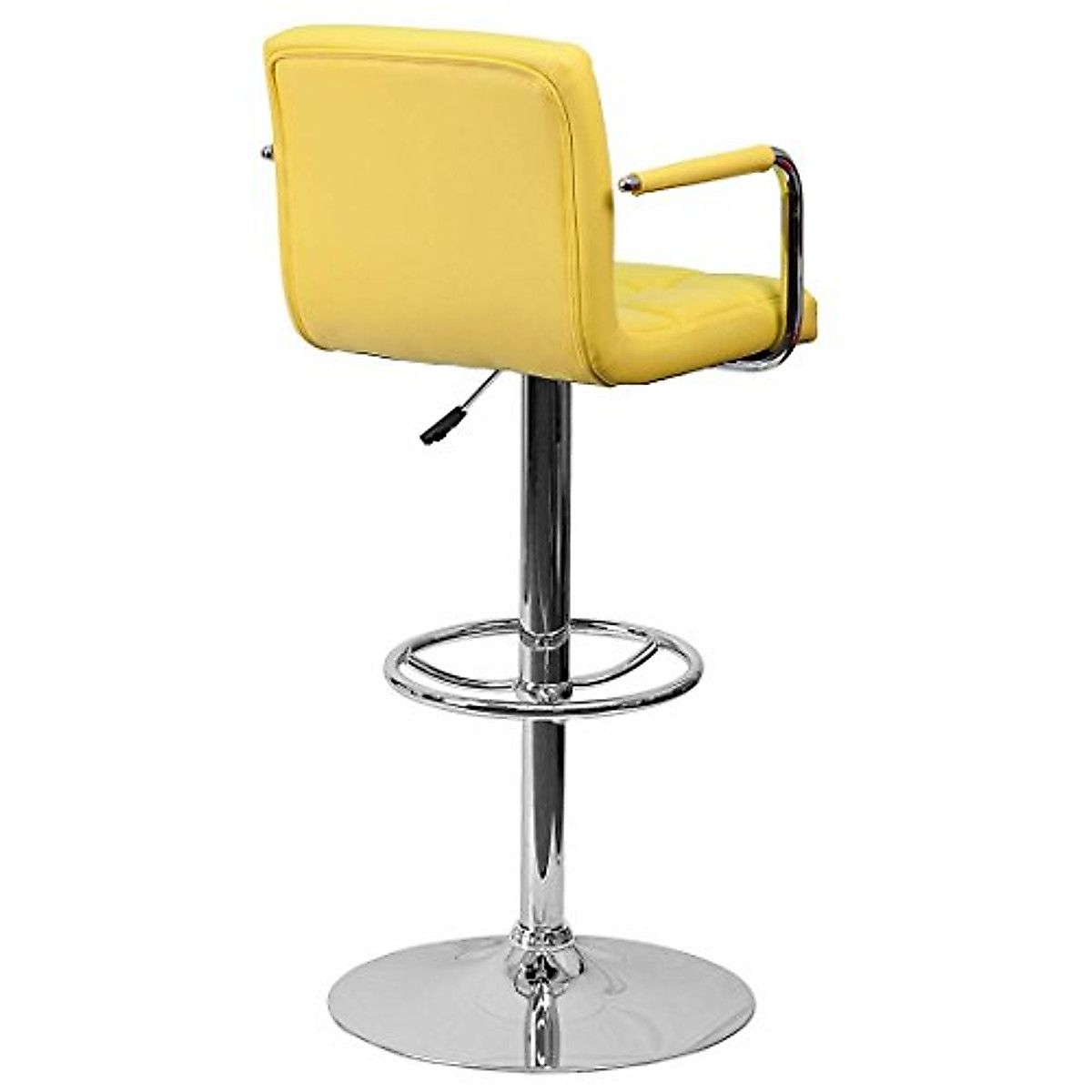 KLS14 Modern Barstools Hydraulic Adjustable Height 360-Degree Swivel Seat Sturdy Steel Frame Padded Cushion Seat Dining Chair Bar Pub Stool Home Office Furniture - Set of 2 Yellow #1978