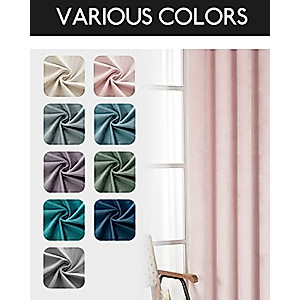 SMILETIME Pink 84in Room Darkening Velvet Curtains with Grommet, Thermal Insulated Super Soft Privacy Noise Reducing Velvet Drapes for Living Room, 2 Panels (Pink, 38Wx84L)
