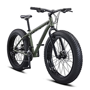 Mongoose Argus Trail Fat Tire Mountain Bike for Adult Men Women, 26-Inch Wheels, Mechanical Disc Brakes, 17-Inch Medium Aluminum Hardtail Frame, 16-Speed, Green