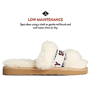 Sperry Women's Romy Sheepskin Slide - Fully Padded Heel-to-Toe With Genuine Shearling - Breathable Fur Slippers for Women,9,Natural Shearling