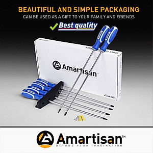 Amartisan 6-Piece Extra Long Torx Screwdrivers Set, length 12''(300mm) T10 - T30, Long Long star Screwdrivers Set