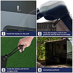 PAULINN RV Awning Side Sunshade Screen 9' X 7', Black Mesh Screen for UV Blocker and Privacy, Complete Camper Awning Side Shade Screen Kit for Motorhome Camping Trailer Canopy