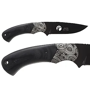 NDZ Performance Elk Ridge 8.3" Pakkawood Handle Fixed Stainless Steel Blade Hunting Knife ER-200-09BR Laser Engraved in Light Blue Logo