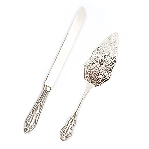 Cake Knife & Server Set by Gute, Stainless Steel Cake Cutter and Cake Server, Cake Serving Set, Wedding Cake Servers, Cake Cutting Set for Weddings, Anniversaries Birthdays, Parties! (Silver)