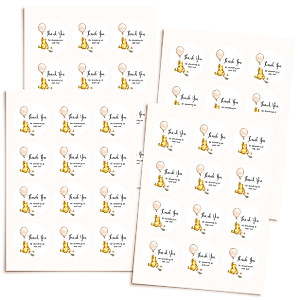 WEECUTES® Winnie Thank You Stickers Baby Shower Decorations Honey Jar Gift Label Classic Pooh Birthday Party Decor Supplies (48 Pcs)