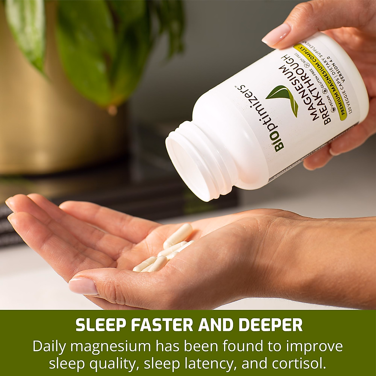 BIOptimizers Magnesium Breakthrough Supplement 4.0 - Has 7 Forms of Magnesium: Glycinate, Malate, Citrate, and More - Natural Sleep and Brain Supplement - 60 Capsules