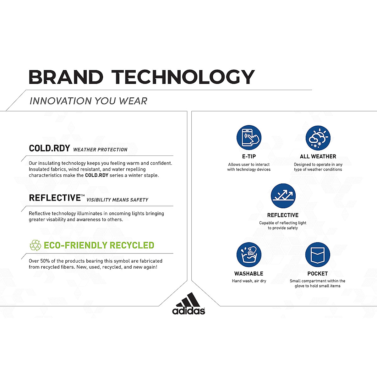 adidas Winter Performance Voyager 2.0 Gloves with Multiple Touchscreen Conductivity Points, Black, Medium/Large