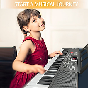 UIOTYO 61 keys piano keyboard, keyboard piano for beginners, portable piano keyboard with built-in dual speakers and microphone Keyboard Piano Teaching Gift for Beginners