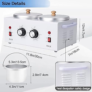 Double Wax Warmer Double Wax Pot Professional for Hair Removal, Electric Wax Heater Machine Dual Wax Pot Warmer Professional With Adjustable Temperature for Facial,Skin,Body,Spa, and Salon