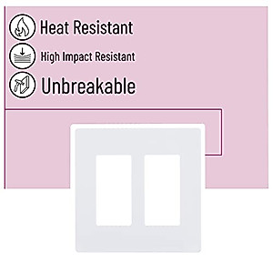 Bates- Screwless Decorator Wall Plates, Two Gang Switch Plate Covers, 4 Pack, Screwless Wall Plates 2 Gang, White Switch Plate Covers, Switch Cover Plate, Wall Switch Cover, Electrical Outlet Cover…