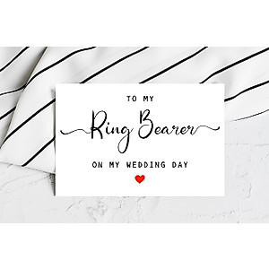 To My Ring Bearer On My Wedding Day Card - Wedding Day Card - Family Of The Bride Or Groom Cards - Wedding Party Card - Calligraphy Card Ring Bearer Wedding Day - Thank You Wedding Card