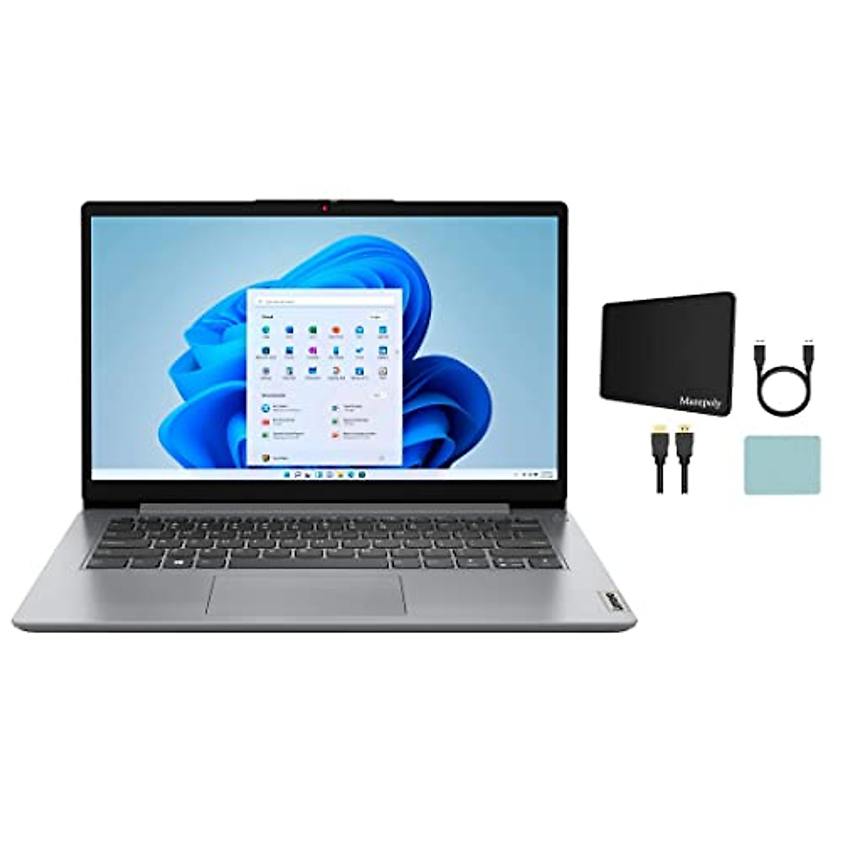 Lenovo - Ideapad 1i 14.0" HD Laptop - Celeron N4020 - 4GB Memory 64GB eMMC - Cloud Grey, Windows 11 Home in S Mode + Accessories