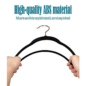 Smartor Velvet Hangers 50 Pack, Black Felt Hangers Non Slip with Rose Gold Hook, Premium Felt Hangers for Adult, Heavy Duty Velvet Hanger for Coat, Suit, Short, Skirt, Dress (Black)