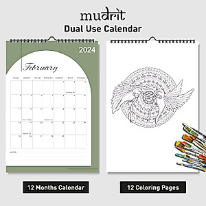 mudrit 2024 Wall Calendar, 12" X 17", 12 Monthly Calendar from Jan 2024 till Dec 2024, Spiral Bound for Office, Home, Family,Business, School Appointment Planning
