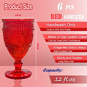 Veiuwa 6 PCS Christmas Wine Glasses,Christmas Glasses Drinkware,Christmas Drinking Glasses,Red Goblet Glasses,Christmas Glassware,Deep Red Designs Blend Better With the Christmas Table Setting.