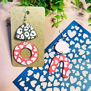 Silk Screen Stencils for Polymer Clay, Reusable Silk Screen Stencils for Printing on Jewelry Clay Earrings Decoration, Geometric Patterns Polymer Clay Silk Screen Stencils for Cup Plate DIY Decor