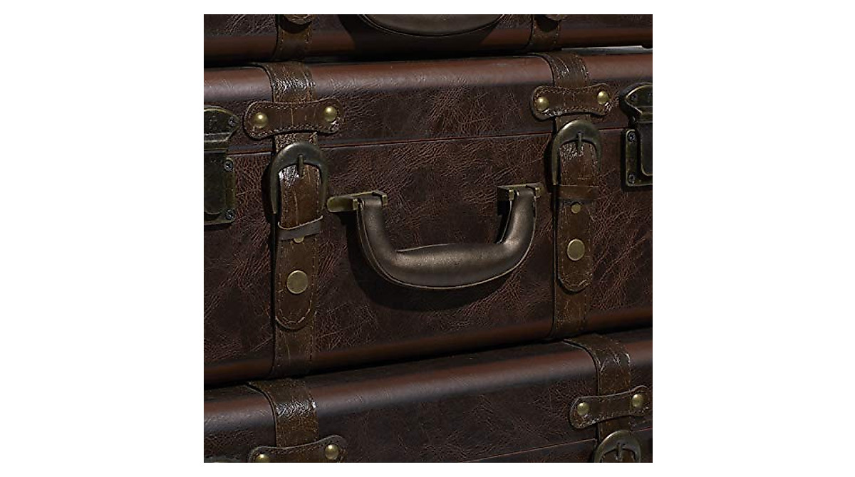 Deco 79 Vintage Faux Leather Trunk Set - Large Decorative Boxes