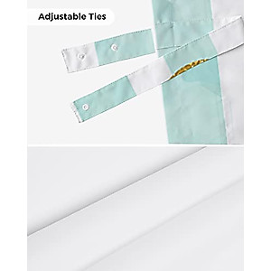 Tie-up Valances for Windows HELLO SUMMER Gold Round Spots on Blue and White Stripes Kitchen Window Curtains Adjustable Farmhouse Valance Curtains for Bedroom Living Room Bathroom 42x12in, 1 Panel