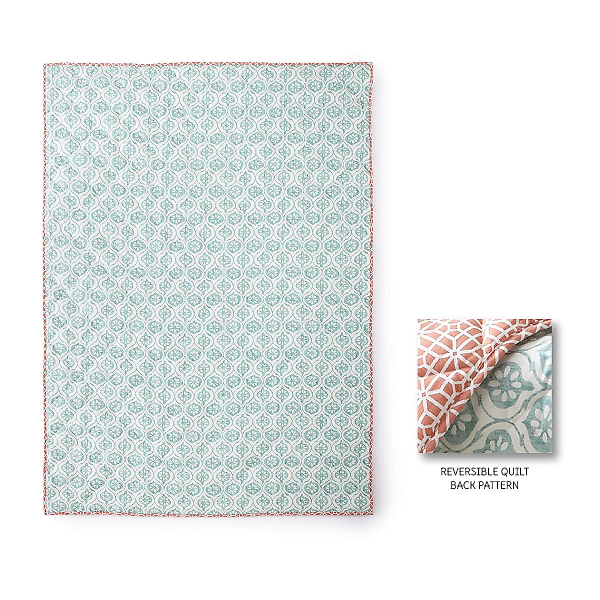 Levtex Baby - Fiona Toddler Bed Set - Pink, Aqua, White - Woodland Forest Theme - 5 Piece Set Includes Reversible Quilt, Fitted Sheet, Flat Sheet, Pillow Case, Decorative Pilow