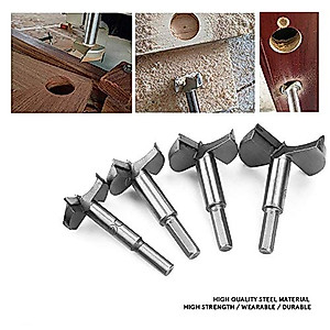 ASNOMY 5PCS Large Size Forstner Drill Bit Boring Woodworking Hole Saw Set, 40/45/50/60/70mm Carbide Steel Hinge Cutter Tool Kits for Wood Plastic Plywood(Large Size)