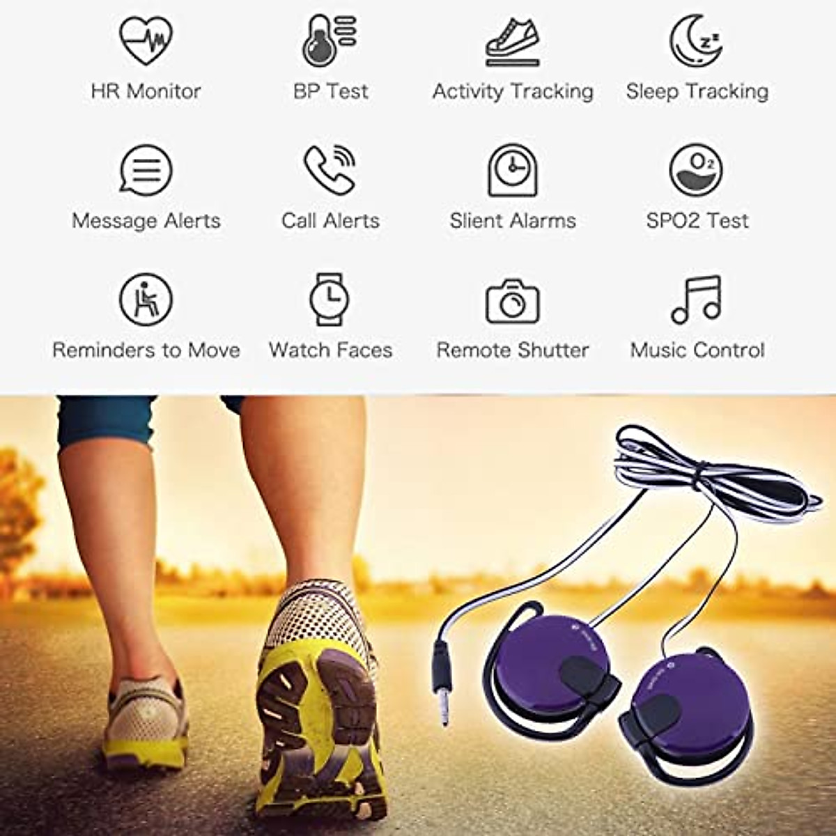 pologmase Wired Clip Headphones - 3.5mm Over Ear Running Earbuds - Mobile Phone Supplies Yoga Exercise Workout Headphones Compatible with Most Mobile Phones