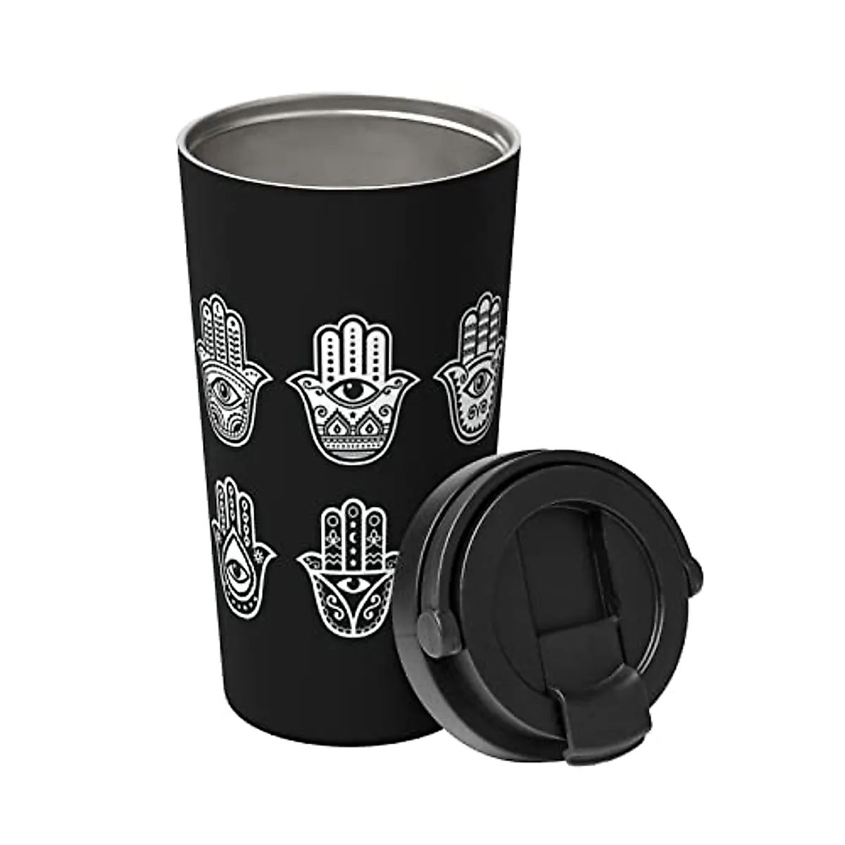 The Hamsa Hand Tumbler Cup Stainless Steel Portable Insulated Coffee Mug, For Home, Office, Coffee Shop