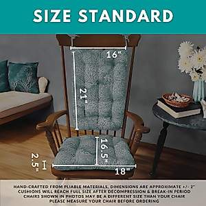 Barnett Home Decor Farmhouse Check Black Standard Rocking Chair Cushions - Latex Foam Fill Rocker Seat Pad & Backrest Cushion with Ties - Tufted, Reversible, Machine Washable, Checkered