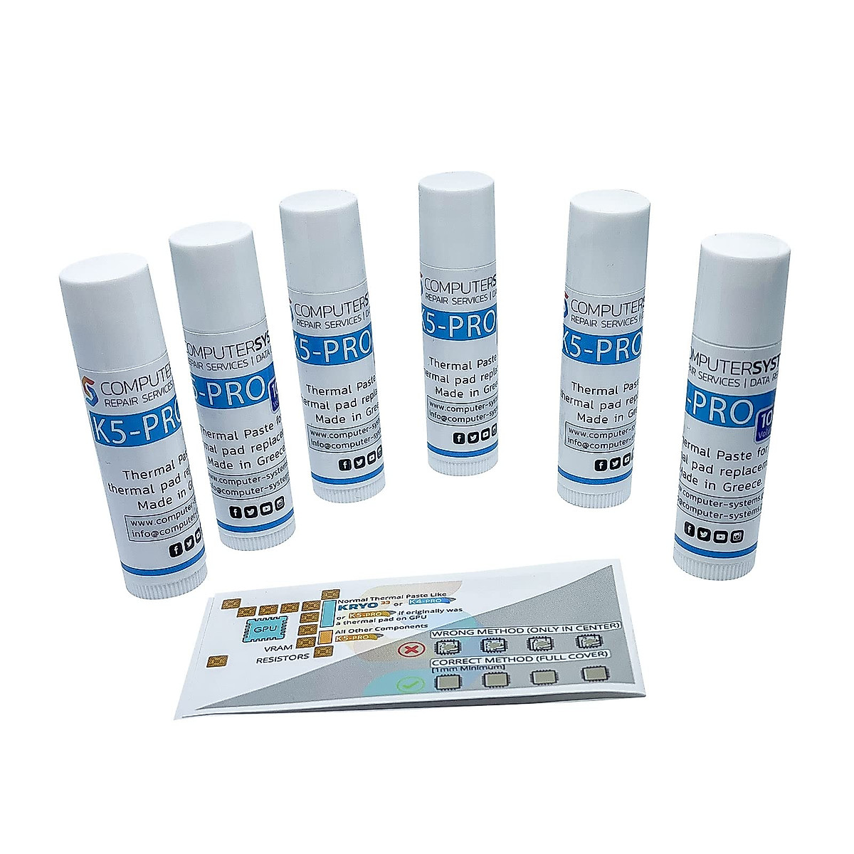 COMPUTERSYSTEMS REPAIR SERVICES DATA RECOVERY K5 PRO Viscous Thermal Paste for Thermal pad Replacement 60g 6X10g Pack (iPhone, Apple iMac, Sony PS4 & PS3, Xbox, Acer Aspire etc), CSGR