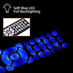 GE Backlit Buttons Universal Remote Control, Samsung TV Remote Control Replacement, Samsung Remote Control for Smart TV, Roku Remote Replacement, Vizio, LG TV, Sony, Apple TV, 8-Device, Black, 37123