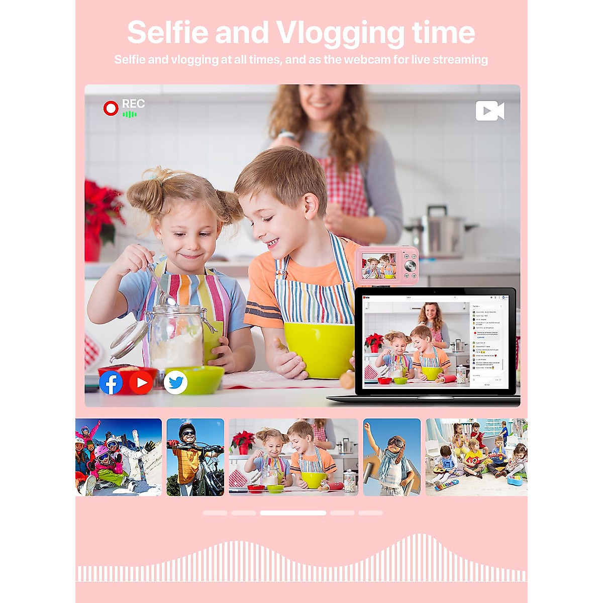 Digital Camera, FHD 1080P Kids Camera with 32GB SD Card 16X Digital Zoom Portable Small Camera, Compact Point and Shoot Camera Mini Digital Camera for Teens Kids Boys Girls Students Seniors - Pink