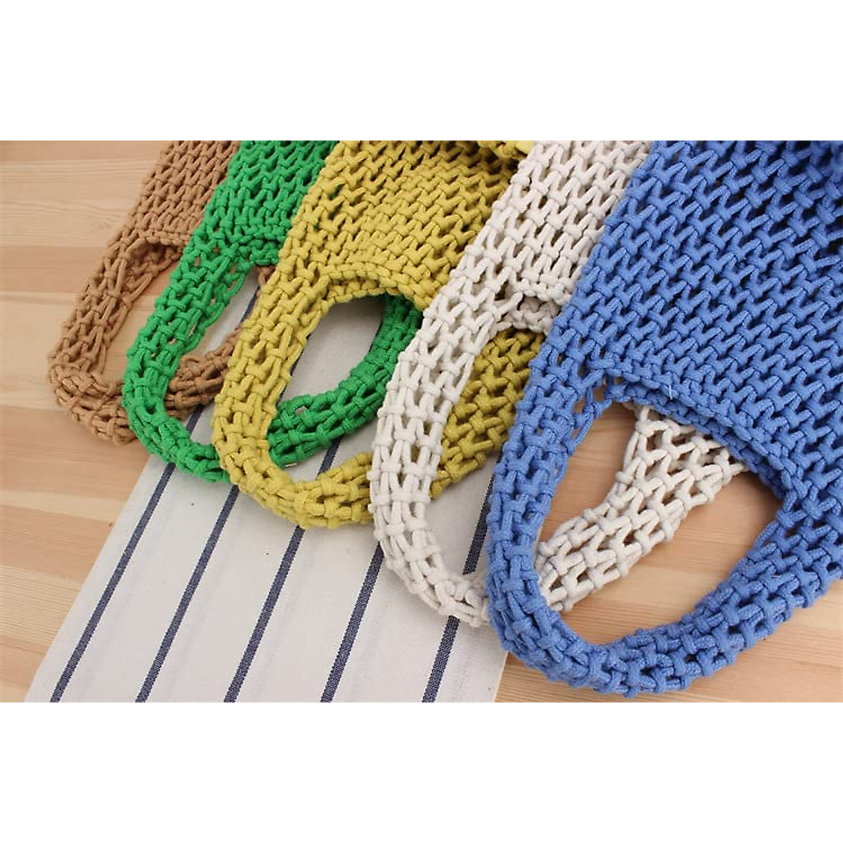 Naimo Straw Beach Bag Woven Rattan Shoulder Bag Fishing Net Handbag Cotton Rope Tote Summer Crochet Hobo Bag