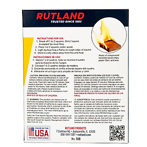 Rutland 50B Safe Lite Fire Starter Squares, 144 Squares