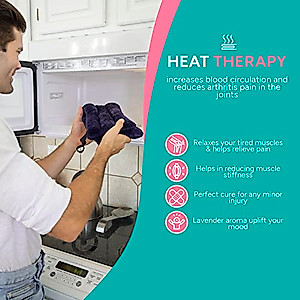 SunnyBay Microwave Heating Pad, Microwavable Heated Neck and Shoulder Wrap with Wide Neck Coverage, Hands-Free Moist Aromatherapy Hot or Cold Pack with Lavender, FSA HSA Approved, 26x5 Inches, Purple