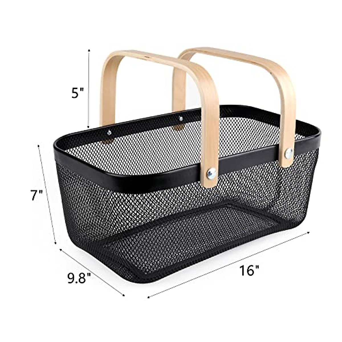 ZEAYEA Mesh Storage Basket with Handle, Garden Harvest Basket, Mesh Fruit Vegetables Gathering Basket Bin, Multi-functional Metal Wire Basket for Kitchen Garden Picnic Cabinet