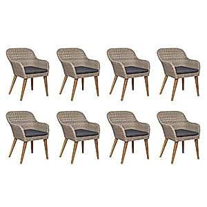 vidaXL Patio Dining Set 9 Pieces with Cushions Garden Furniture Dinner Dinette Chair and Table Lounge Seating Poly Rattan Black Poolside Yard Home
