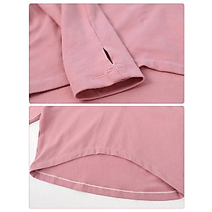 Daydance Cotton Women Crop Top Fitted Athletic Shirts for Workout, Dance, Yoga with Thumb Hole Pink