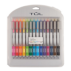 TUL Retractable Gel Pens, Bullet Point, 0.7 mm, Gray Barrel, Assorted Standard And Bright Ink Colors, Pack Of 14