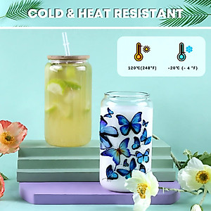 HTVRONT 8 PCS Sublimation Glass Cups Clear -16oz Sublimation Glass Tumbler with Bamboo Lid - Sublimation Blanks for Sublimation, Painting and HTV Vinyl Crafts
