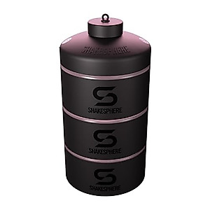 ShakeSphere Stackable Snack Containers - Organizer Carrier for Food, Protein Powders, Nuts & Supplements - 3 Leakproof, Twist Lock Holders - Portable Storage for Lunch, Office, Gym, Travel (Rose Gold)