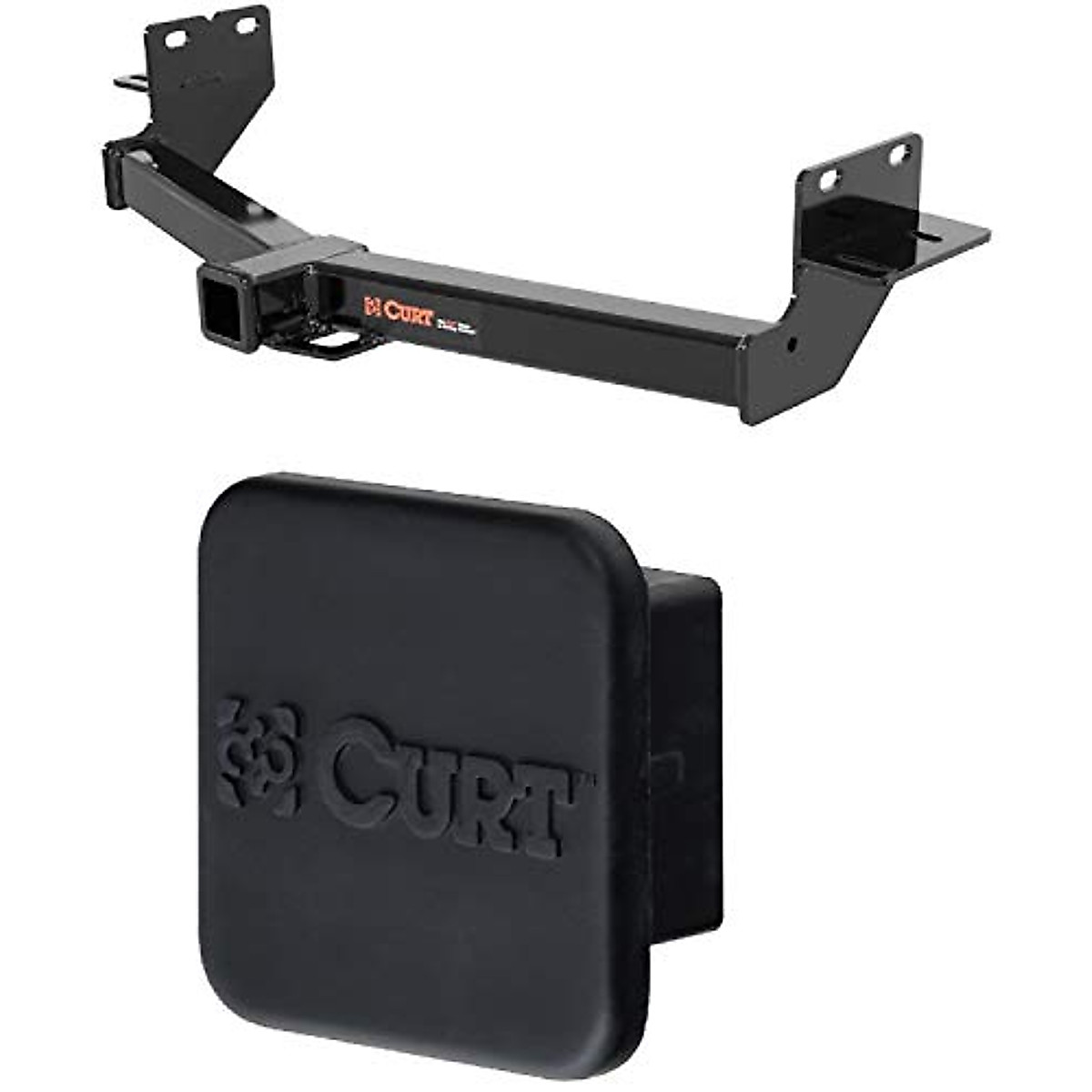 Curt 13153 22272 Class 3 Trailer Hitch with 2 Inch Receiver and 2 Inch Rubber Hitch Tube Cover Bundle for Hyundai Santa Fe and Santa Fe XL