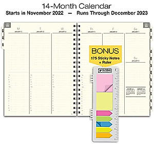 Essential 8.5"x11" Monthly & Weekly 2023 Planner with tabs - 14 Months (November 2022 Through December 2023) - Professional, Simple, Easy-to-Use Design. Frosted Vinyl Covers for Extra Protection