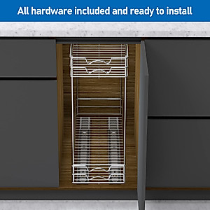 Lepatape Pull Out Cabinet Organizer Cabinet 2-Tier Pull Out Shelves Kitchen Cabinet Organizer (7" W x 21" D x 17" H) Kitchen Organization Slide Out Kitchen Cabinet Storage Shelves Chrome Finish