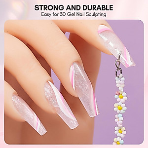 Makartt Solid Gel Builder: 15ML Non-sticky to Hands, White Shimmers Color for Extension 3d Sculpting Nail Art, Hard Gels Molding for Nails UV/LED Lamp Required Pearl Drift