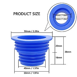 LYMGS Universal Fit Drain Pipe Hose Silicone Plug, Washing Machine Drain Hose Sealing Plug Kitchen Pipe Sewer Seal Ring Laundry Room Bathroom Bathtub, Black White Blue 3 Pack