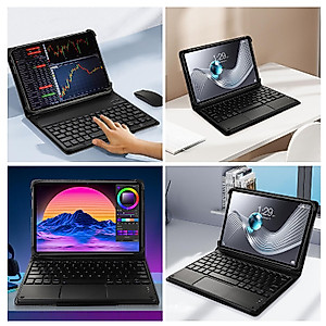 DAUERHAFT 10.1 Inch 2 in 1 Tablet, Black Dual Speakers 5GWIFI Support Front 8MP Rear 16MP Tablet 100‑240V for Studying (US Plug)