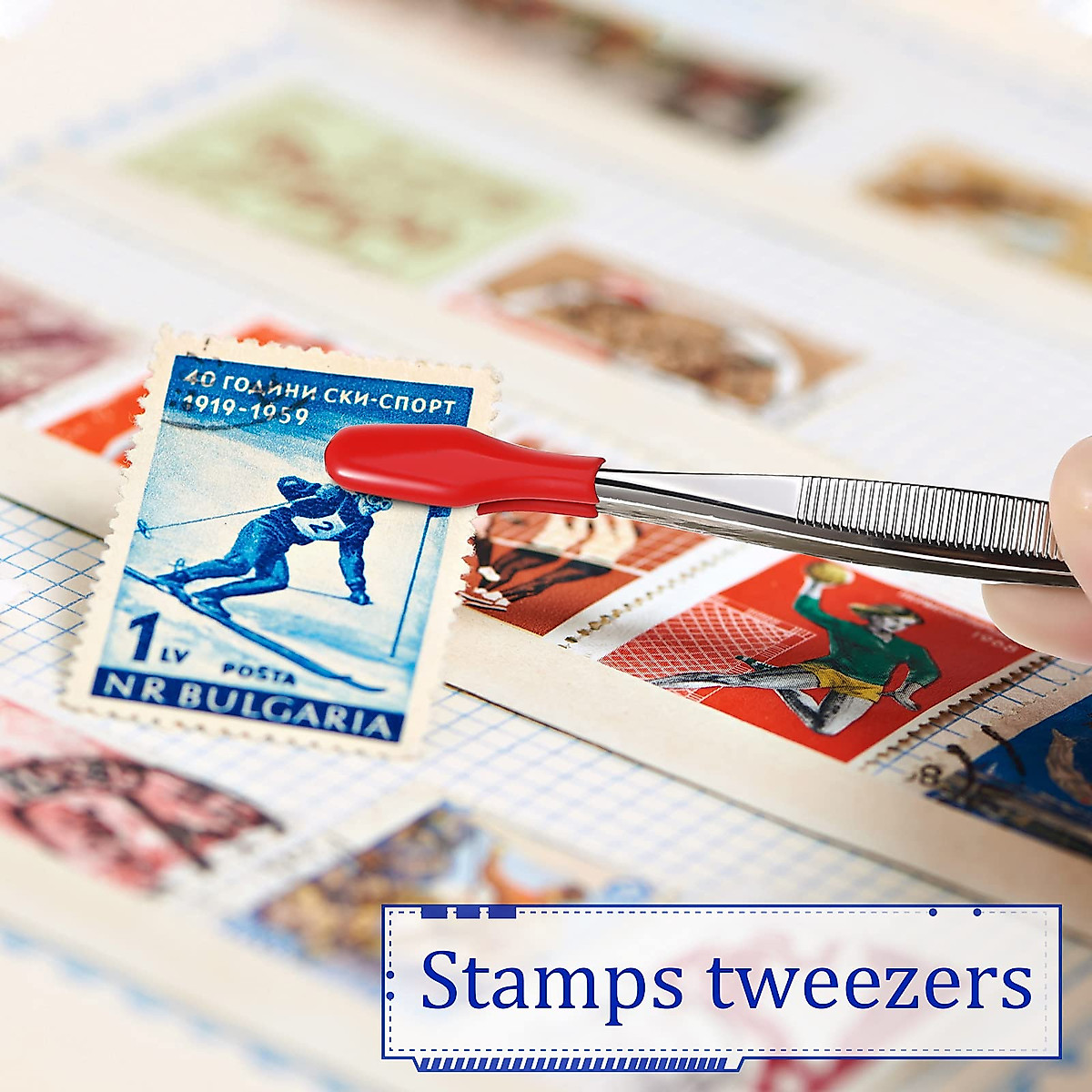 Honoson 4 Pieces Tweezers with Rubber Tips Tweezers Rubber PVC Silicone Coated Non Marring Flat Tip Bent Tip Tweezers Tipped Tweezers for Lab Industrial Jewelry Craft Coin Stamp Tweezer Tongs