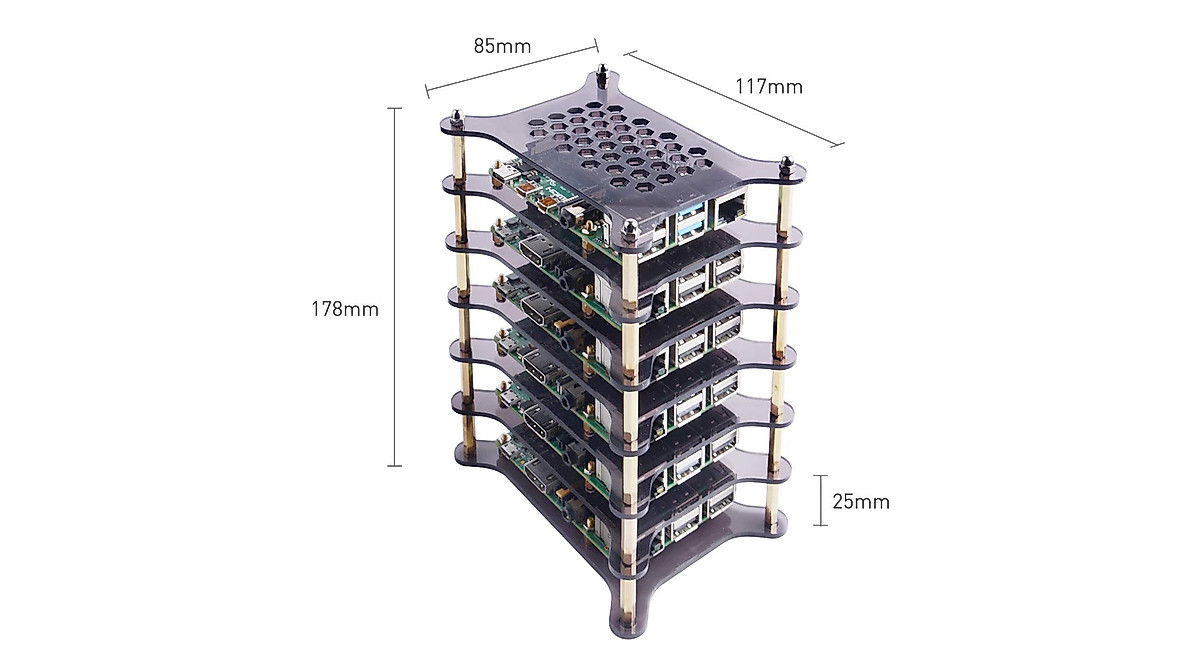 GeeekPi 6-Layer Raspberry Pi Cluster Case with Heatsinks