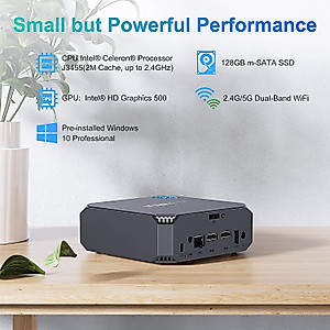 KAMRUI Mini PC,Windows 10 pro 8GB RAM 256GB SSD Micro Desktop Computers, Supports 4K HD Dual Screen/2.4G +5G WiFi/Gigabit Ethernet/BT 4.2 Small Form Factor Computer For Office/Remote Work/Home Theater